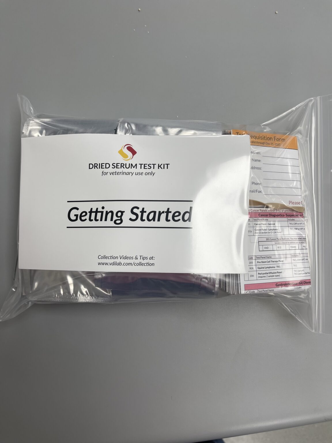 Dried Serum Test Kit – Economy Packaging – VDI Laboratory, LLC